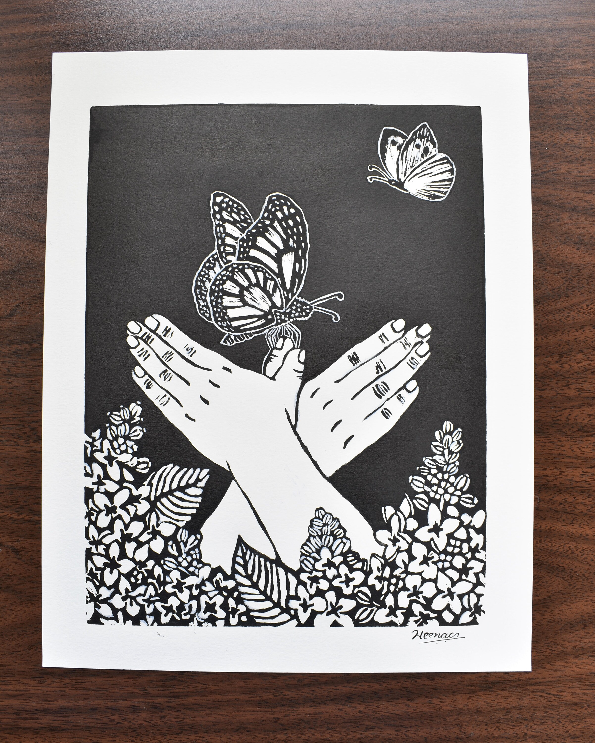 Butterfly american Sign Language Original Linocut Print - Etsy UK