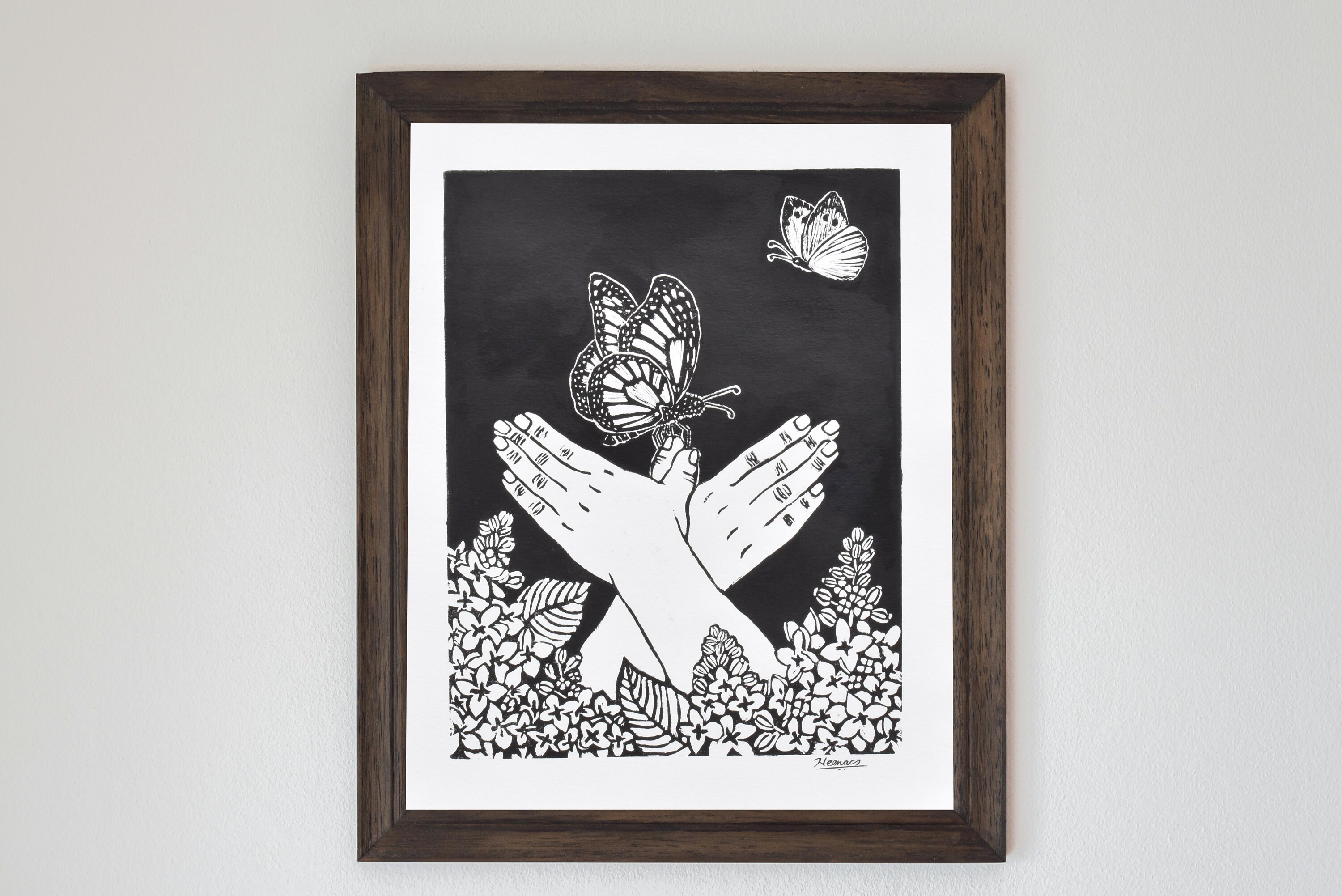 Butterfly american Sign Language Original Linocut Print - Etsy UK