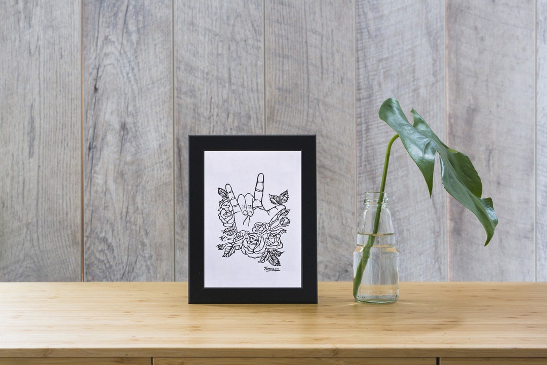 ILY Rose, Masa Paper, Original Linocut Print, 7"x 5", Hand Pressed ...