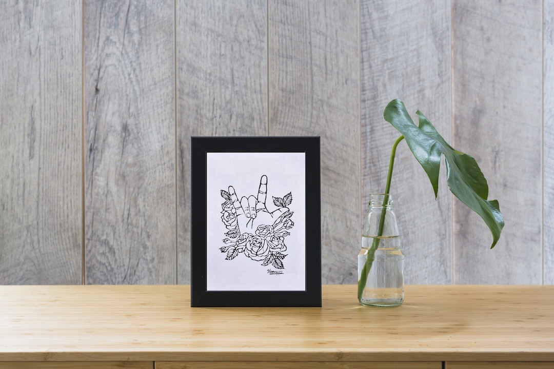 ILY Rose, Original Linocut Print, 7"x 5", Hand Pressed Print, Hand ...