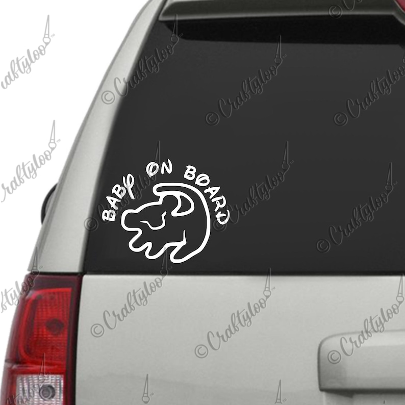 Lion Cub Baby on Board Vinyl Decal/bumper Sticker | Lion Cub Painting ...