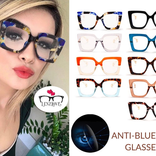 Oversized Retro Thick Frames Women Female Eye Glasses - Etsy