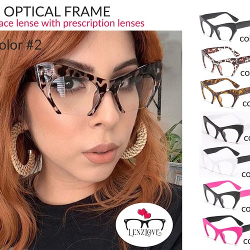 Oversized Retro Thick Frames Women Female Eye Glasses - Etsy