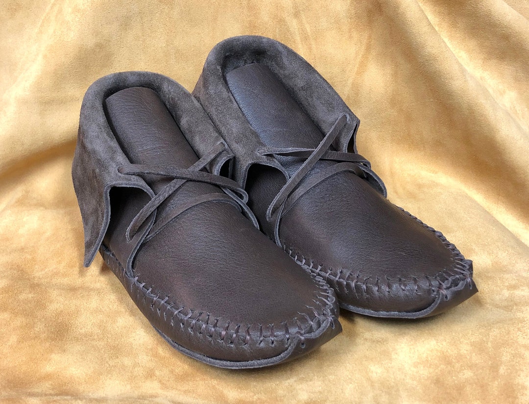 Custom Handmade Bullhide Leather Moccasins: Chocolate Brown, Triple ...
