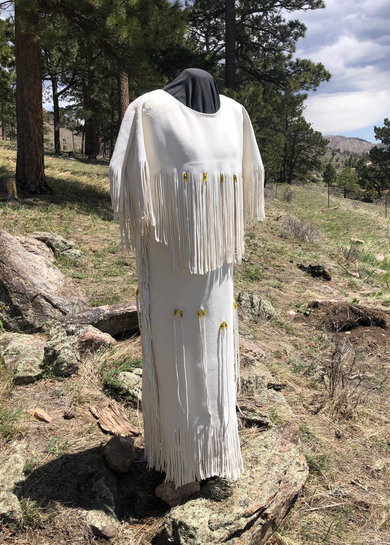 Buckskin-deerskin Native American Wedding Dress, Plains Indian Three ...
