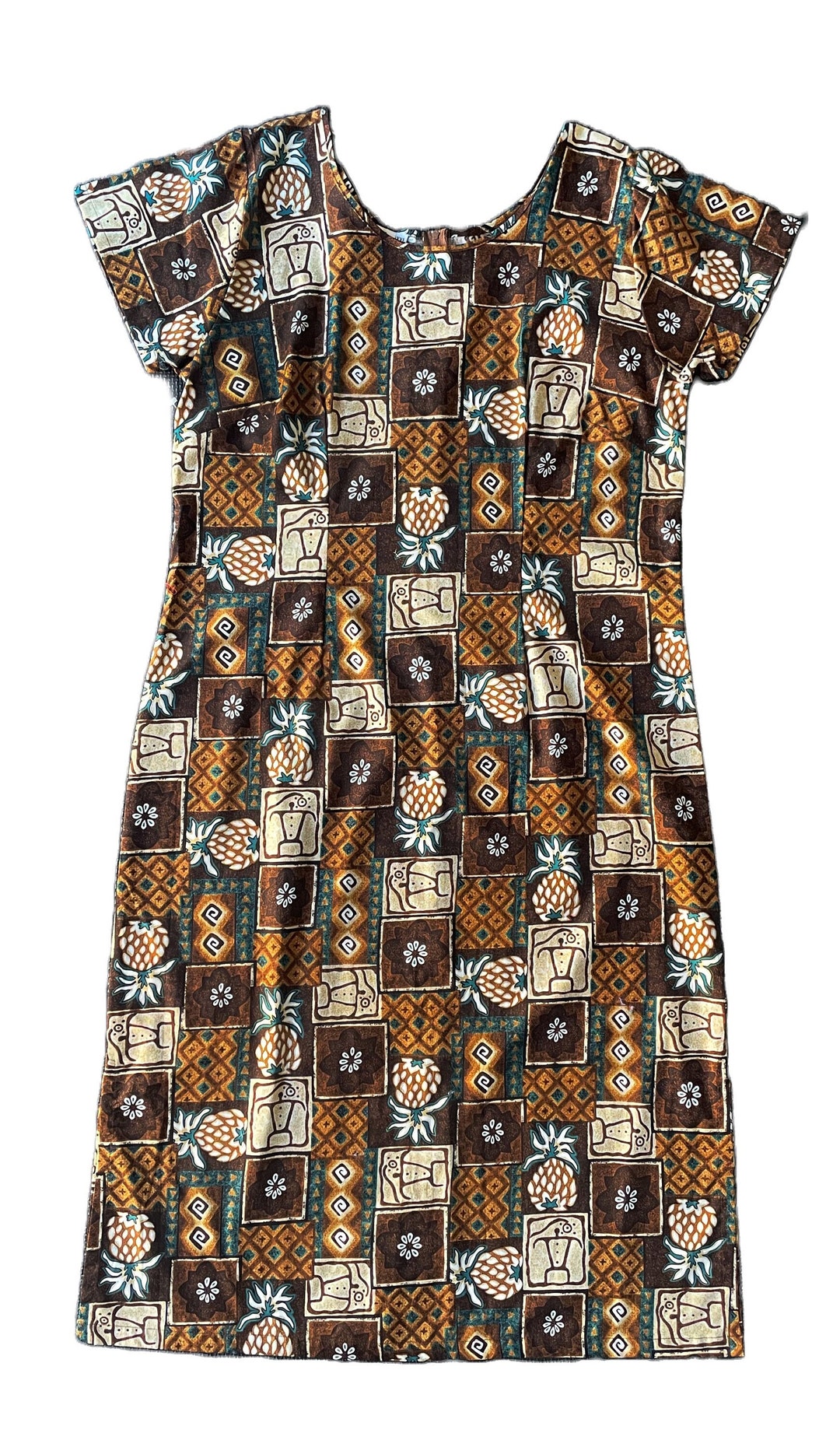 Women's Plus Size Muumuu Dress Short-sleeved Tiki Hawaiian Dress- 2X 3X ...