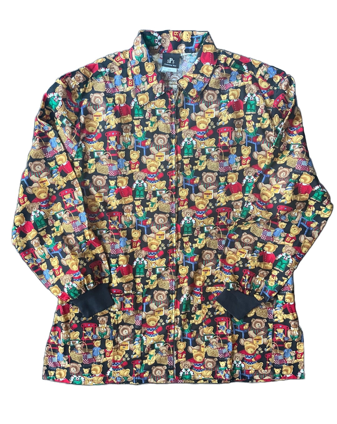 Teddy Bears Scrub Jacket W/pockets - Pediatric Nursing Medical Zipper ...