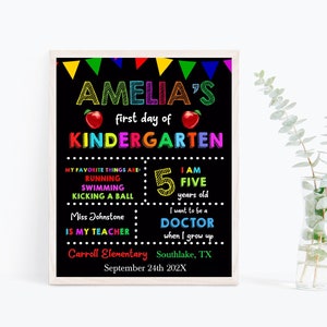 Editable Chalkboard First Day of Kindergarten Sign, Kindy First Day ...