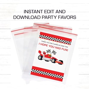 Race Car Party Favor Bag Tags Car Racing Birthday Favor Inserts Racing Car Birthday Formula 1 ...