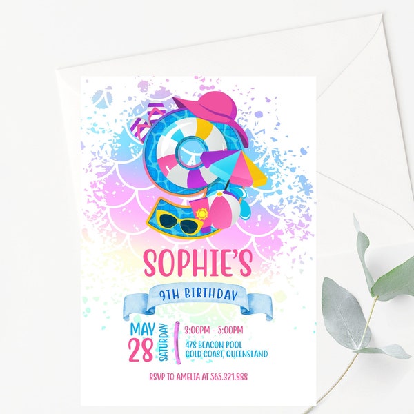 9th Birthday Pool Party Invitation - Etsy