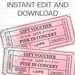 Pink Glitter Gift Ticket Editable Pink Glitter Birthday Gift Voucher ...