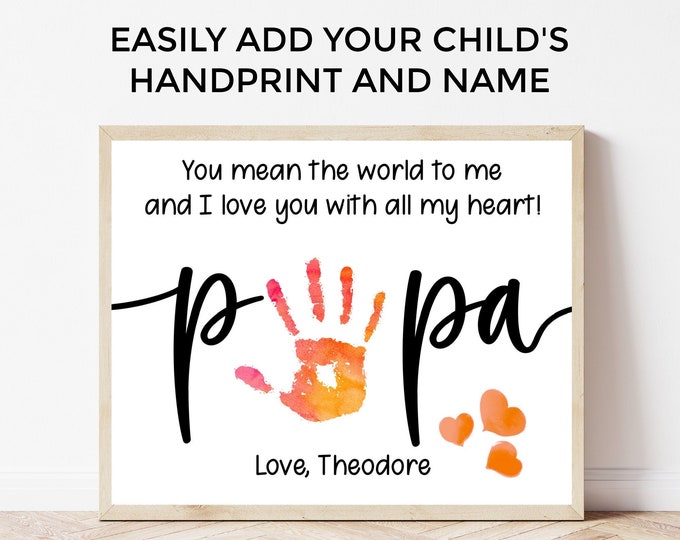 Fathers Day Papa Handprint Craft Printable, DIY Gift From Kids ...