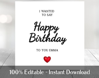 Editable Happy Birthday Card Template - Etsy