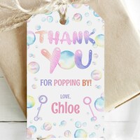 Bubble Birthday Party Favor Tag for Kids, Bubble Wand Tags, Printable ...