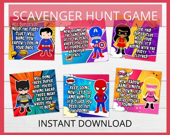 Superhero Theme Treasure Hunt for Kids Printable Puzzle Game - Etsy