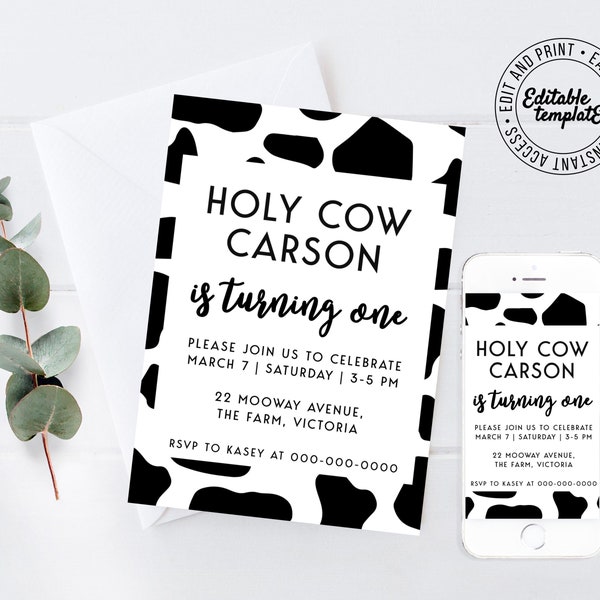 Cow Print Invitation - Etsy