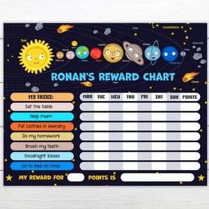 Editable Outer Space Reward Chart Printable Solar System - Etsy