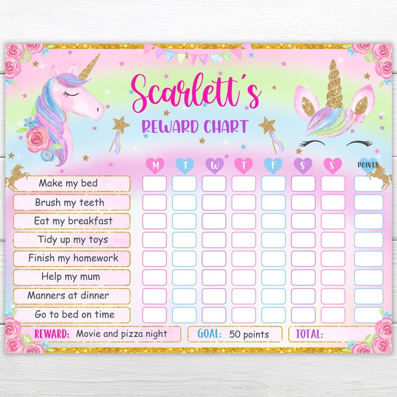 Weekly Reward Chart Kids - Etsy