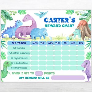 Editable Dinosaur Reward Chart to Personalize and Print Instantly ...
