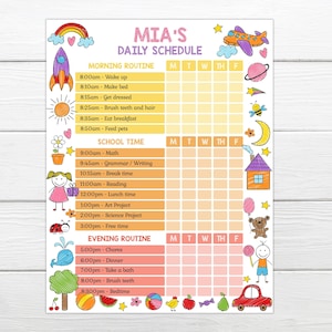 FOOTBALL Daily schedule chart Personalise save and print instantly ...
