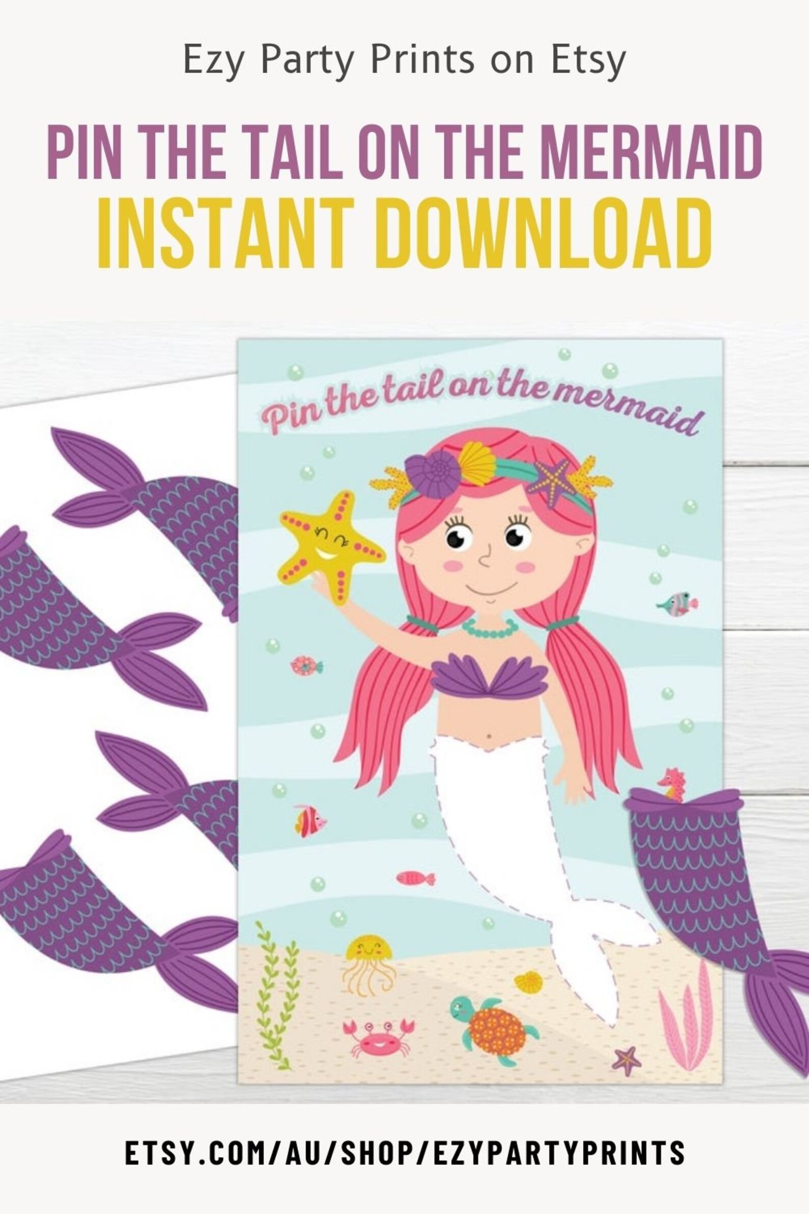 Pin the Tail on the Mermaid Printable Game. INSTANT DOWNLOAD | Etsy ...