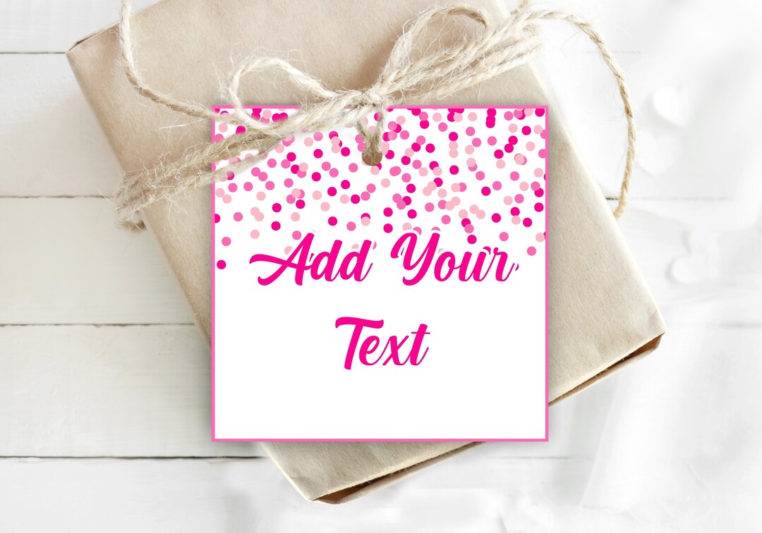 Editable Pink Thank You Gift Tags Pink Confetti Favor Cards Editable ...