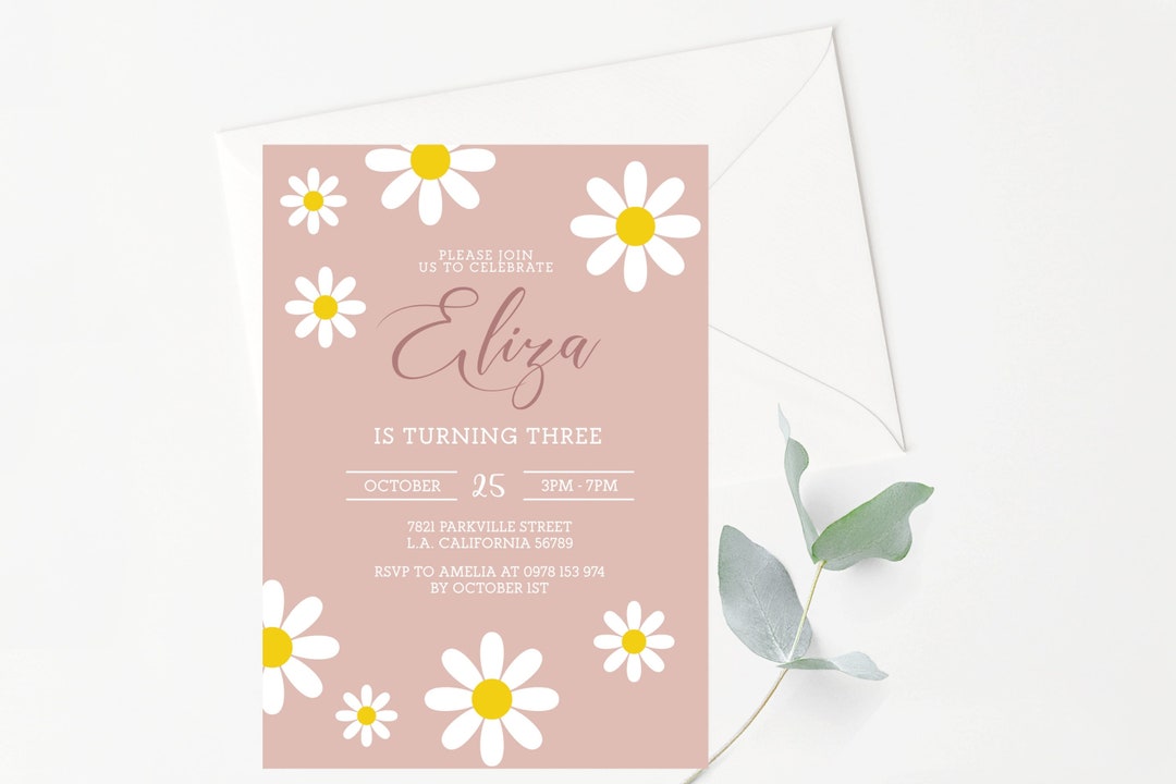 Editable Daisy Birthday Party Invitation for Instant Editing - Etsy