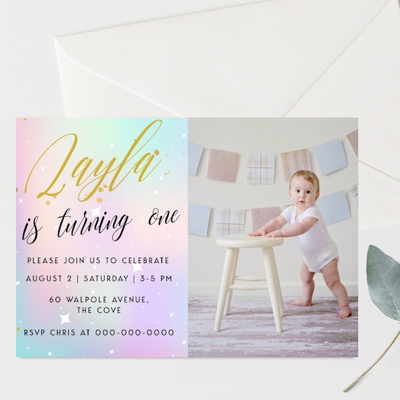 EDITABLE Rainbow Pastel Invitation Pastel Photo Invitation Pastel ...