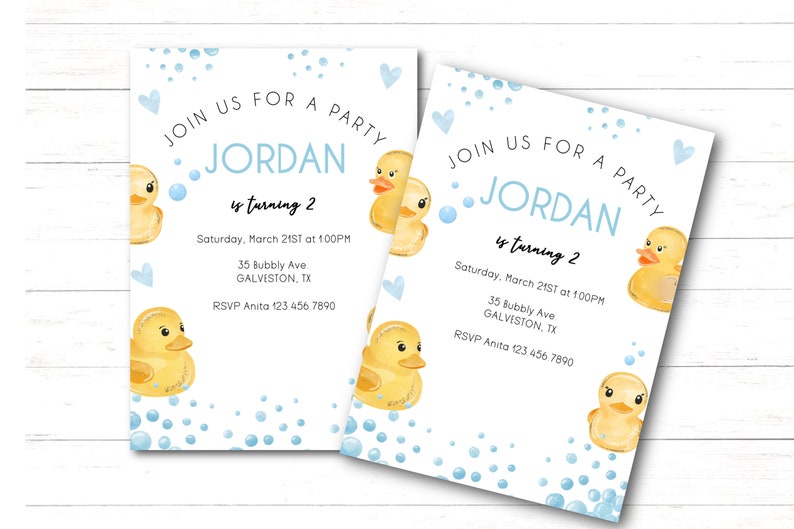 Boys Duck Invitation Rubber Ducky Party Invitation Duckling Boy ...