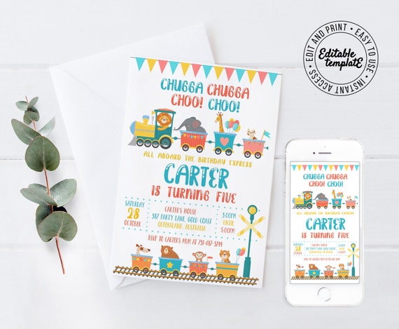 Train Invitation, Train birthday Invitation template you can ...