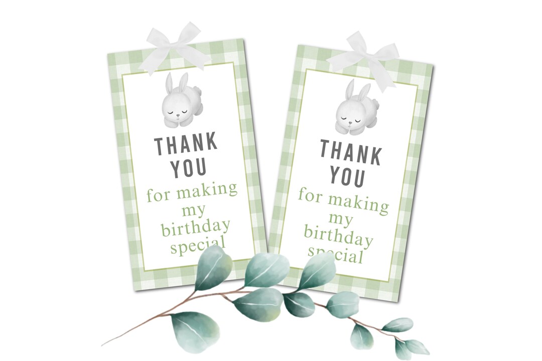 Green Gift Tags Instant Print and Editable Bunny Tags Printable Rabbit ...