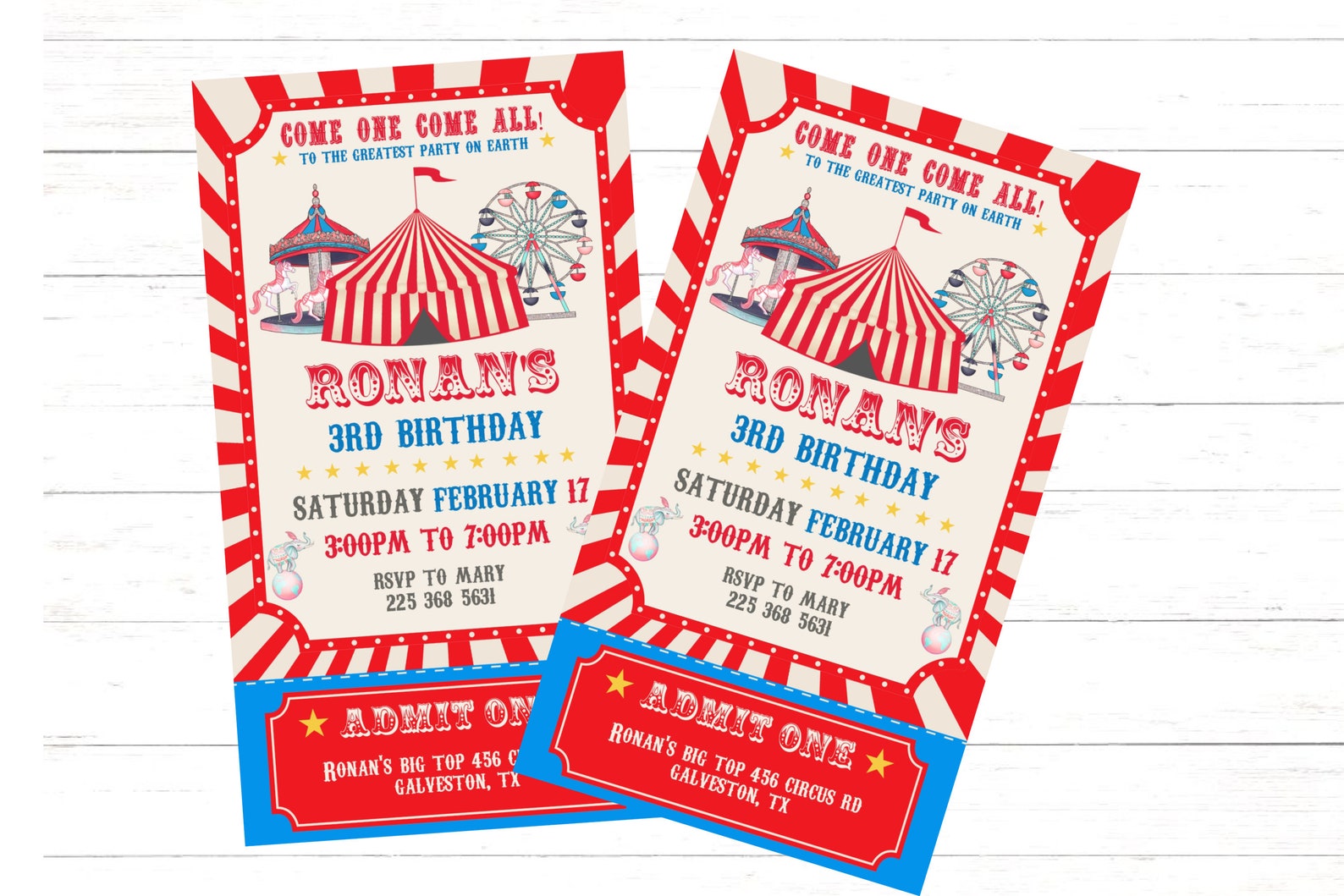 Editable Circus Ticket Invitation, Circus Invitation Template That You ...