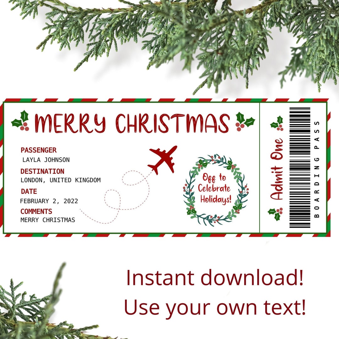 Editable Christmas Boarding Pass Printable Template Gift - Etsy
