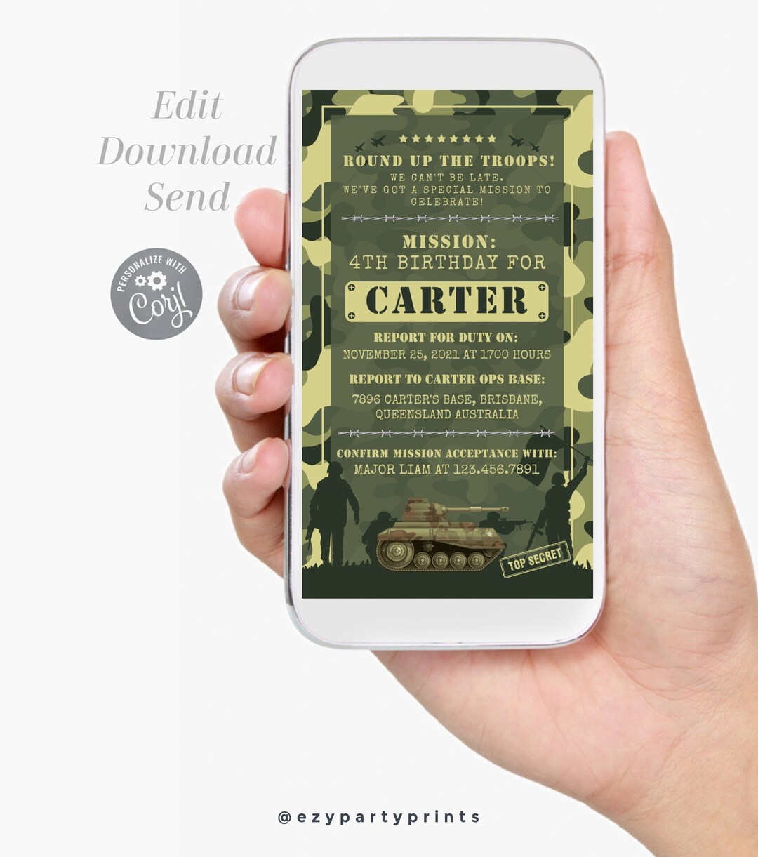 Army Electronic Invitation Template Army Birthday Phone Invitation ...