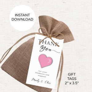 Thank You Tags Pink Gift Tags Any Occasion Pink Love Heart Thank You ...