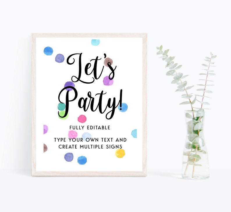 EDITABLE Rainbow Confetti Birthday Party Signs Rainbow Spots - Etsy