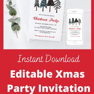 Editable Christmas Party Invitation Christmas Party Invite Christmas ...