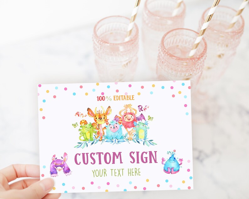MONSTER PARTY Signs You Can Personalize With Your Own Text for | Etsy