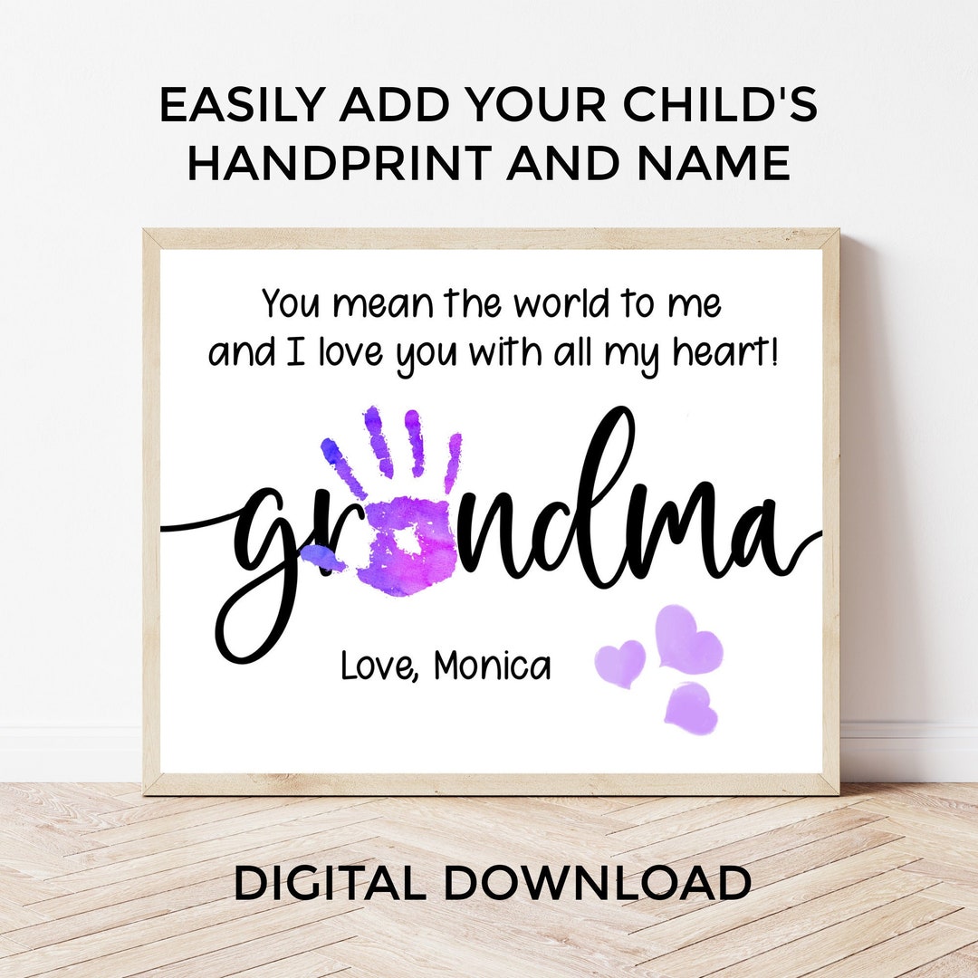 Gift for Grandma Handprint Art Grandma Birthday Gift Handprint Grandma ...