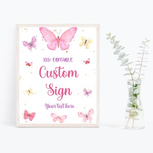 Butterfly Birthday Sign Set of 4 Sizes Editable Butterflies Birthday ...