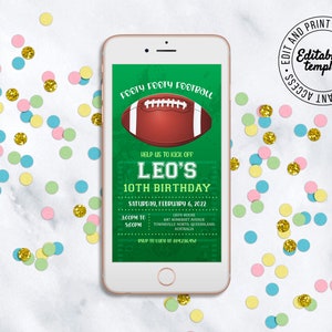 Footy Birthday Party Invitation Template, Football Birthday Invitation ...