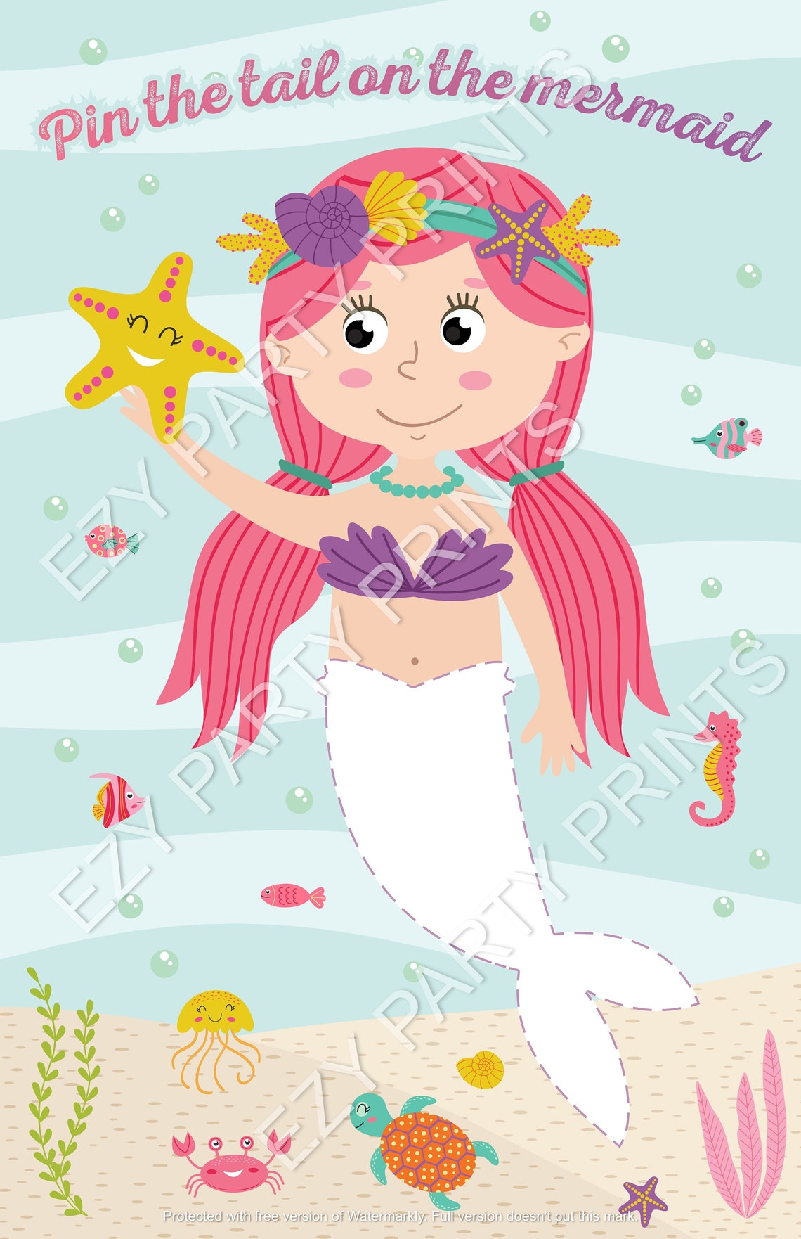 Pin the Tail on the Mermaid Printable Game. INSTANT DOWNLOAD | Etsy ...