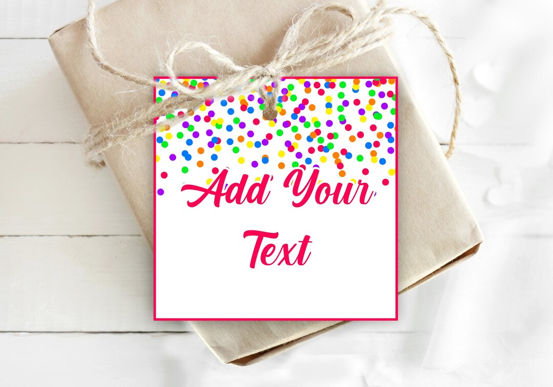 Editable Confetti Rainbow Gift Tags Editable in Corjl. Rainbow - Etsy ...