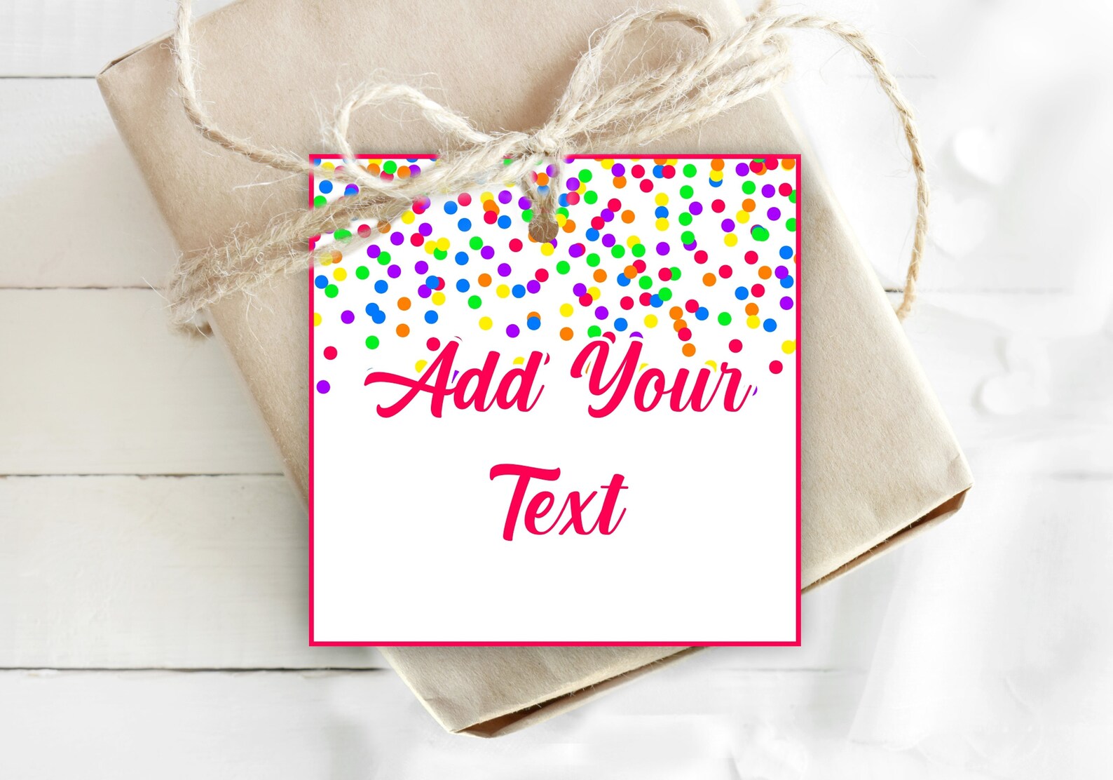 EDITABLE Confetti Rainbow Gift Tags Editable in Corjl. Rainbow - Etsy ...