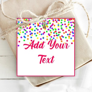 Editable Confetti Rainbow Gift Tags Rainbow Favor Cards Editable Thank ...