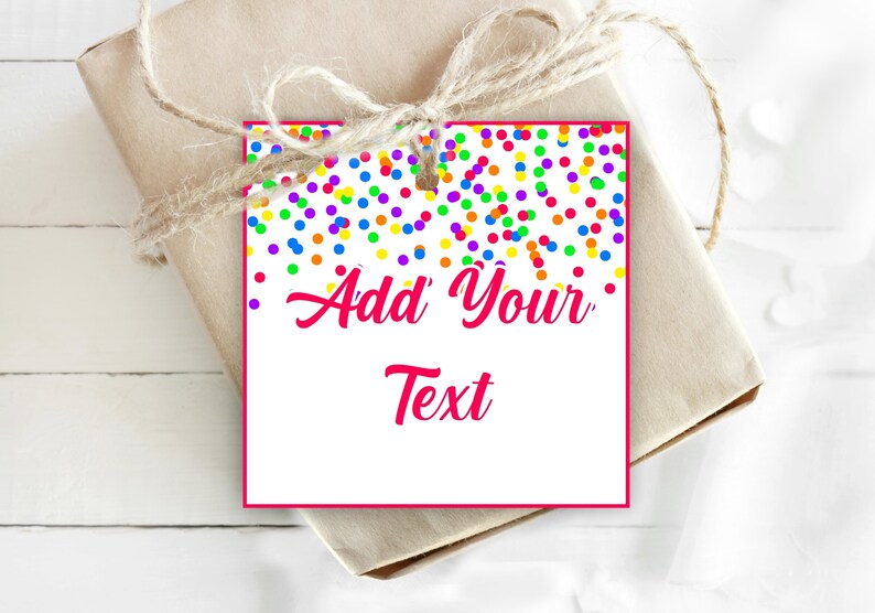 Editable Confetti Rainbow Gift Tags Rainbow Favor Cards Editable Thank ...