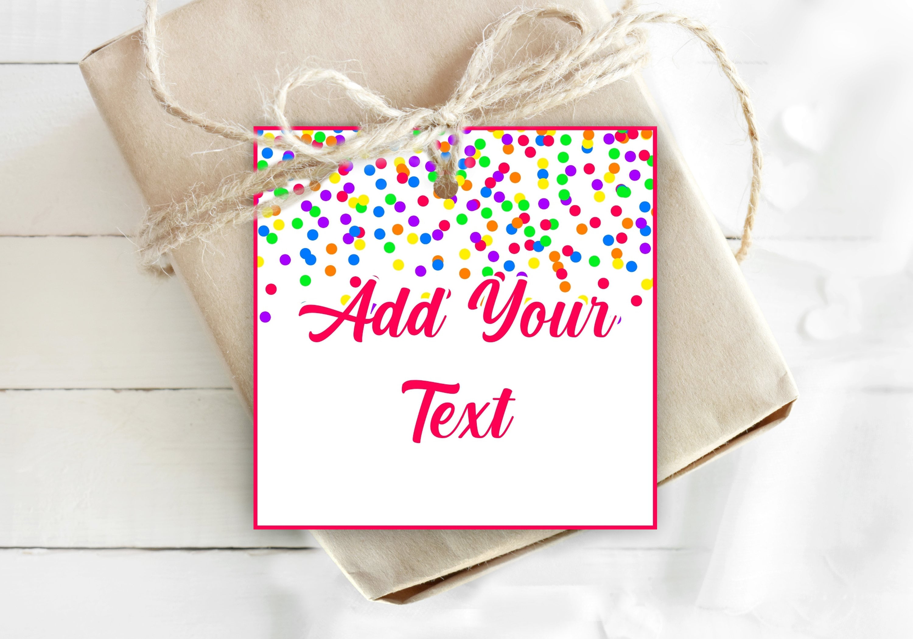 Editable Confetti Rainbow Gift Tags Rainbow Favor Cards Editable Thank ...