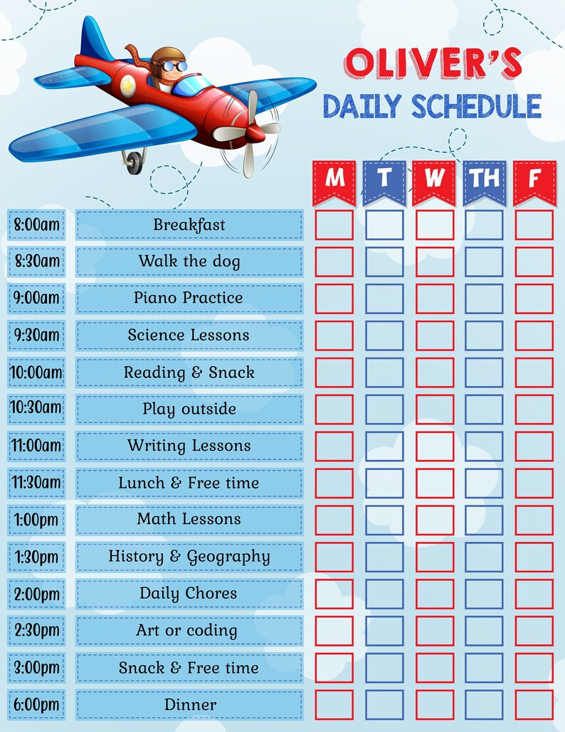 Editable Home School Chart Template Routine Chart Template - Etsy