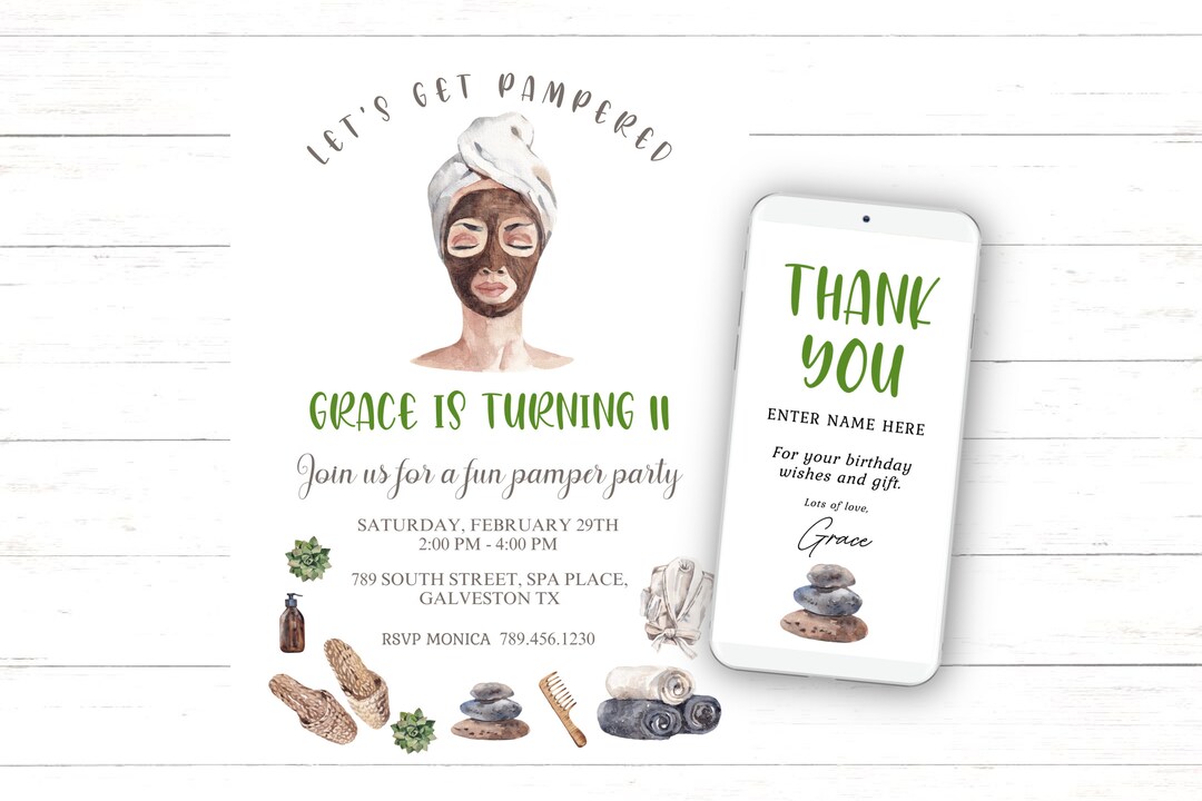 Editable Spa Party Invitation Pamper Party Instant Birthday Invitation ...