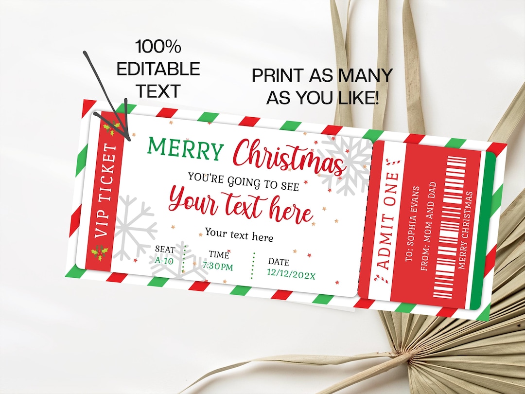Christmas Concert Gift Ticket Printable Christmas Gift Certificate ...